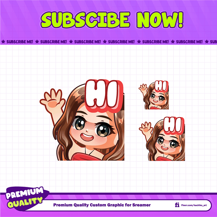Girl in red dress Waving Hi twitch Emotes by hachi chiko on Dribbble