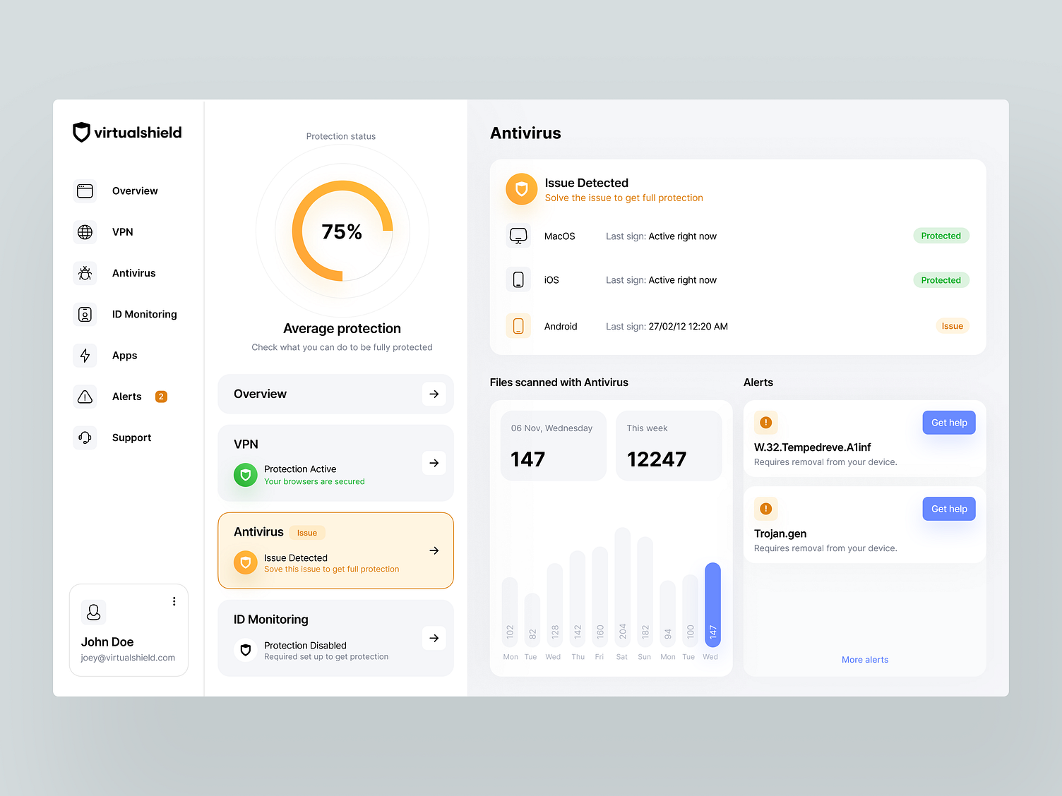 VirtualShield: Web App by Mateusz Piatek for Properly on Dribbble