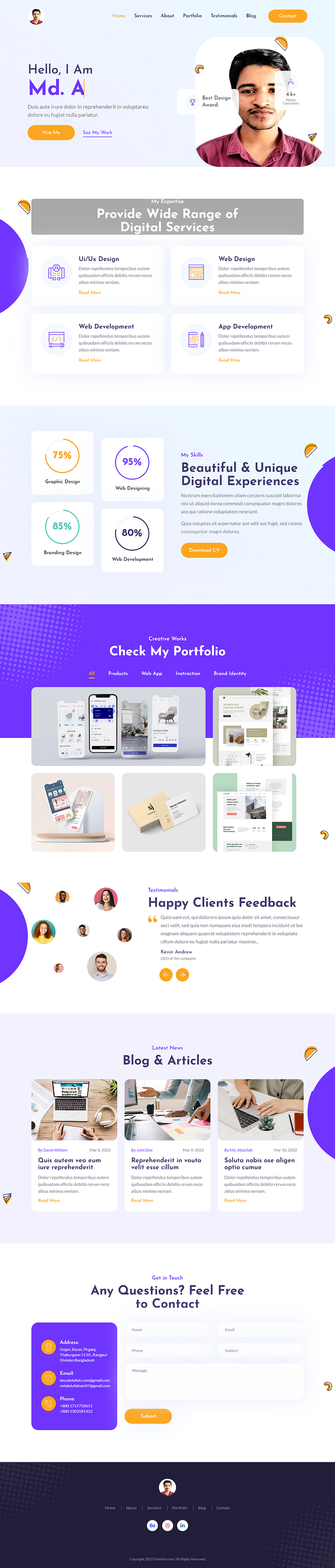Responsive portfolio Page design By Html, Css, Js by Md. Abdullah on ... Responsive portfolio Page design By Html, Css, Js by Md. Abdullah on ...