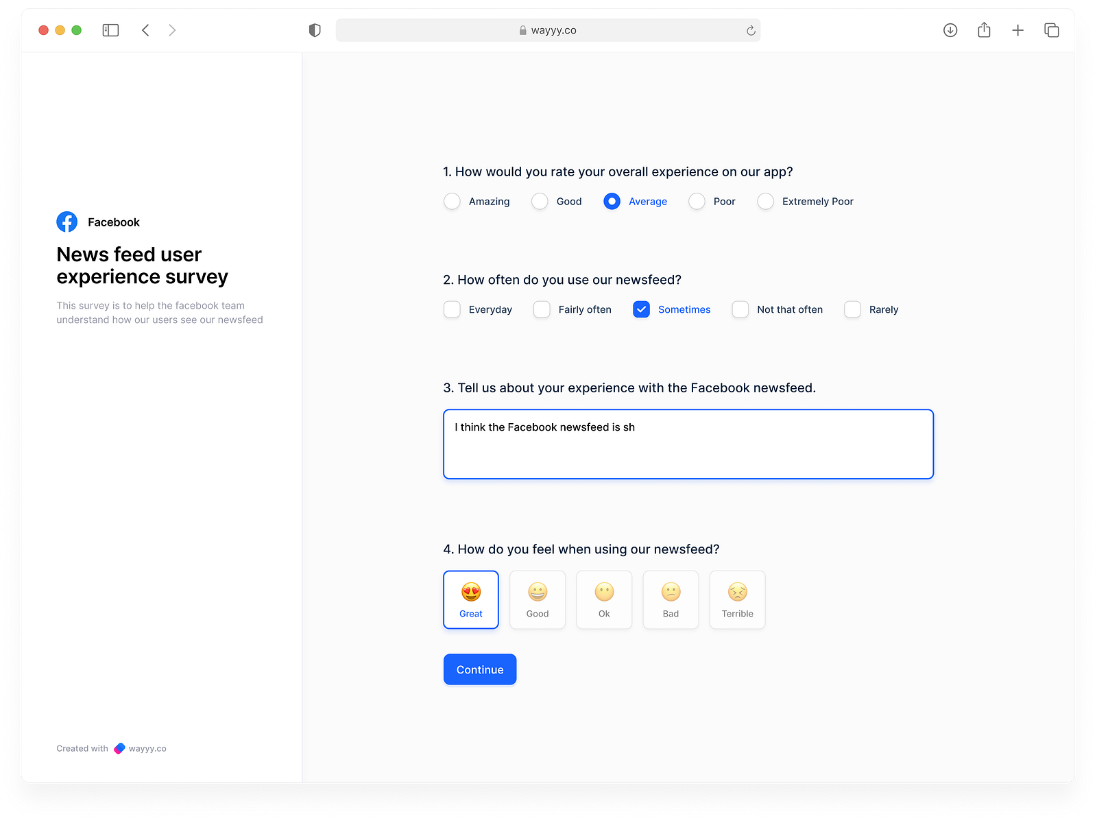 Wayyy - Survey preview by Jamie Peak on Dribbble