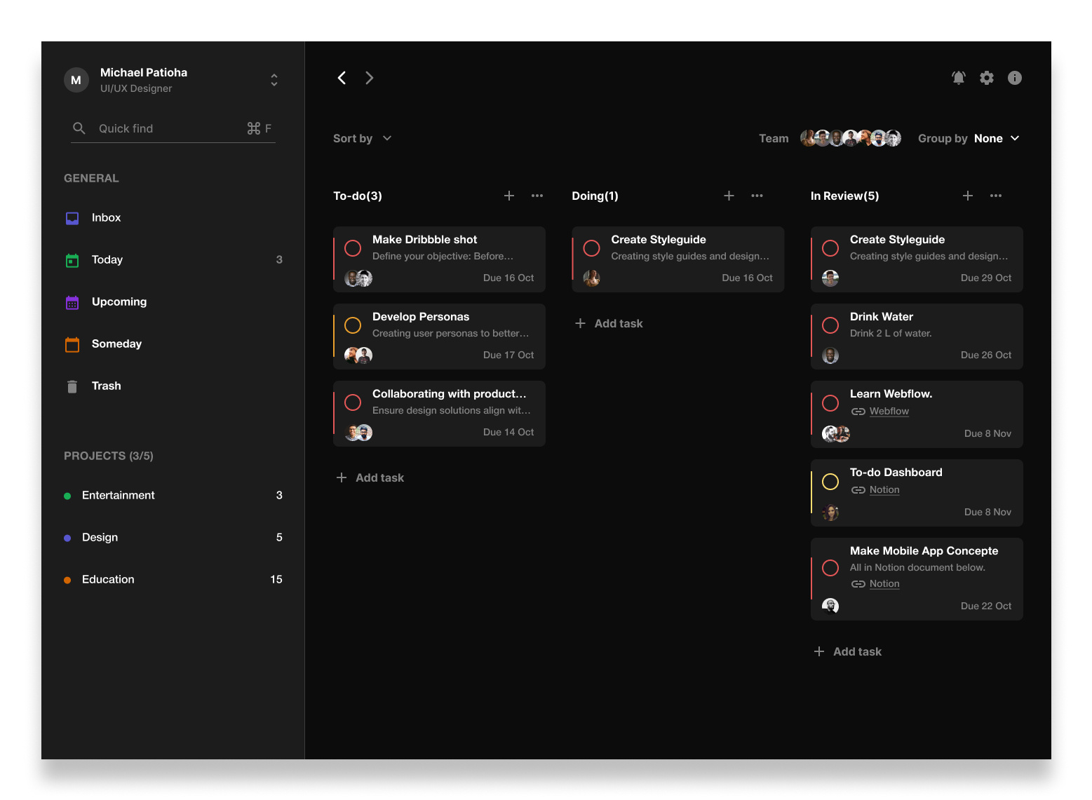 To-do Dashboard Concepte by Michael Patioha on Dribbble