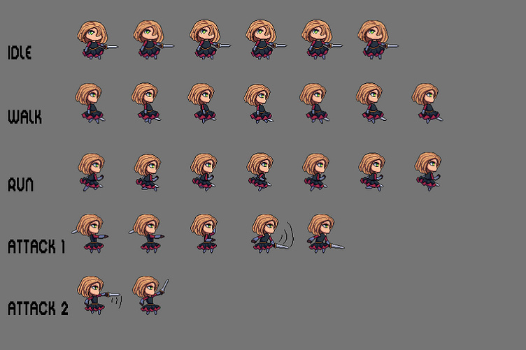 Free Fantasy Chibi Female Sprites Pixel Art By 2d Game Assets On Dribbble