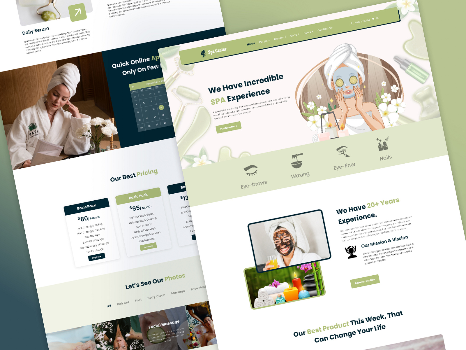 SPA Center Website Landing Page Design by Sumaia Sharmin on Dribbble