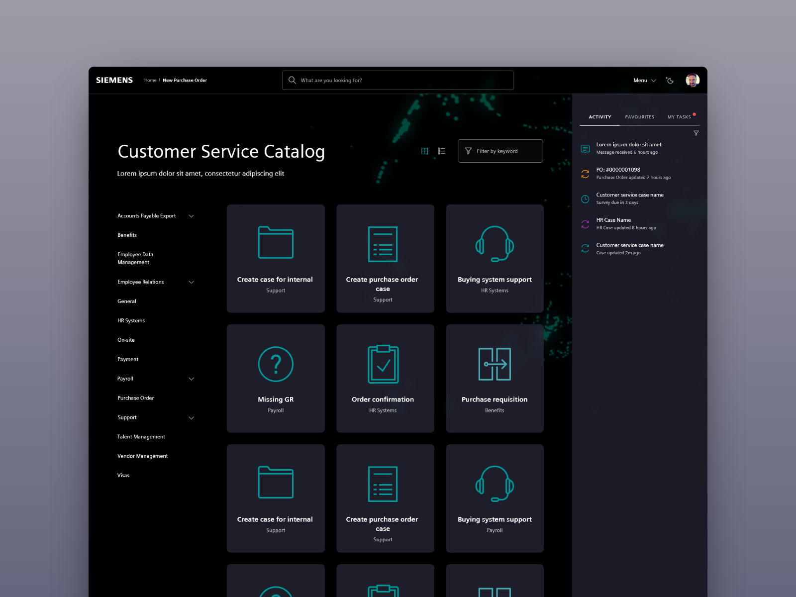 Siemens ServiceNow Portal by Matt Dayton on Dribbble