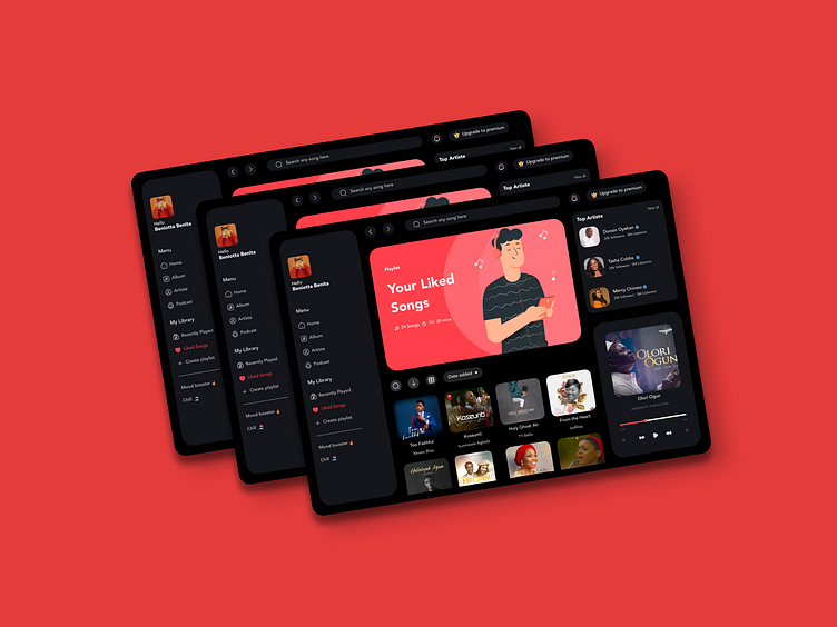 Music Dashboard by Beniotta Benita on Dribbble