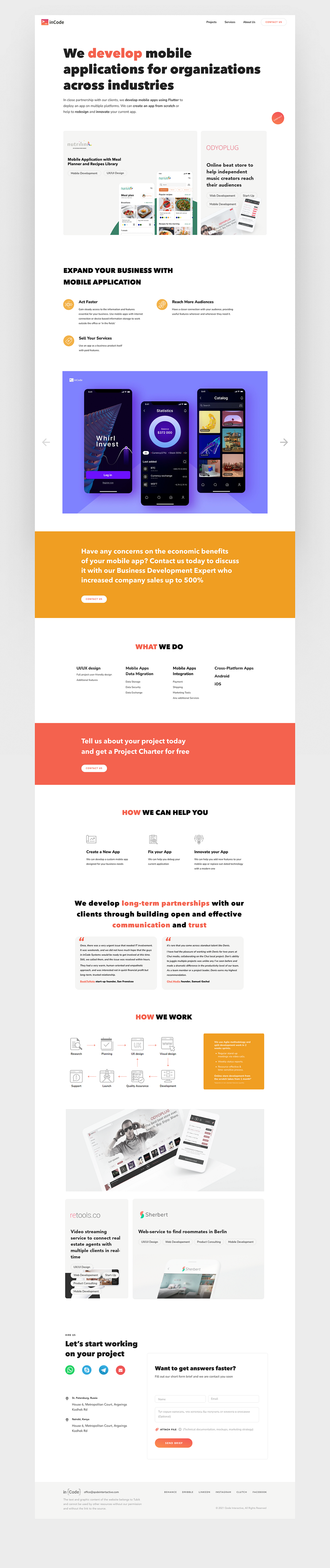 Landing Page For Mobile Apps Development Services by inCode Systems on ...