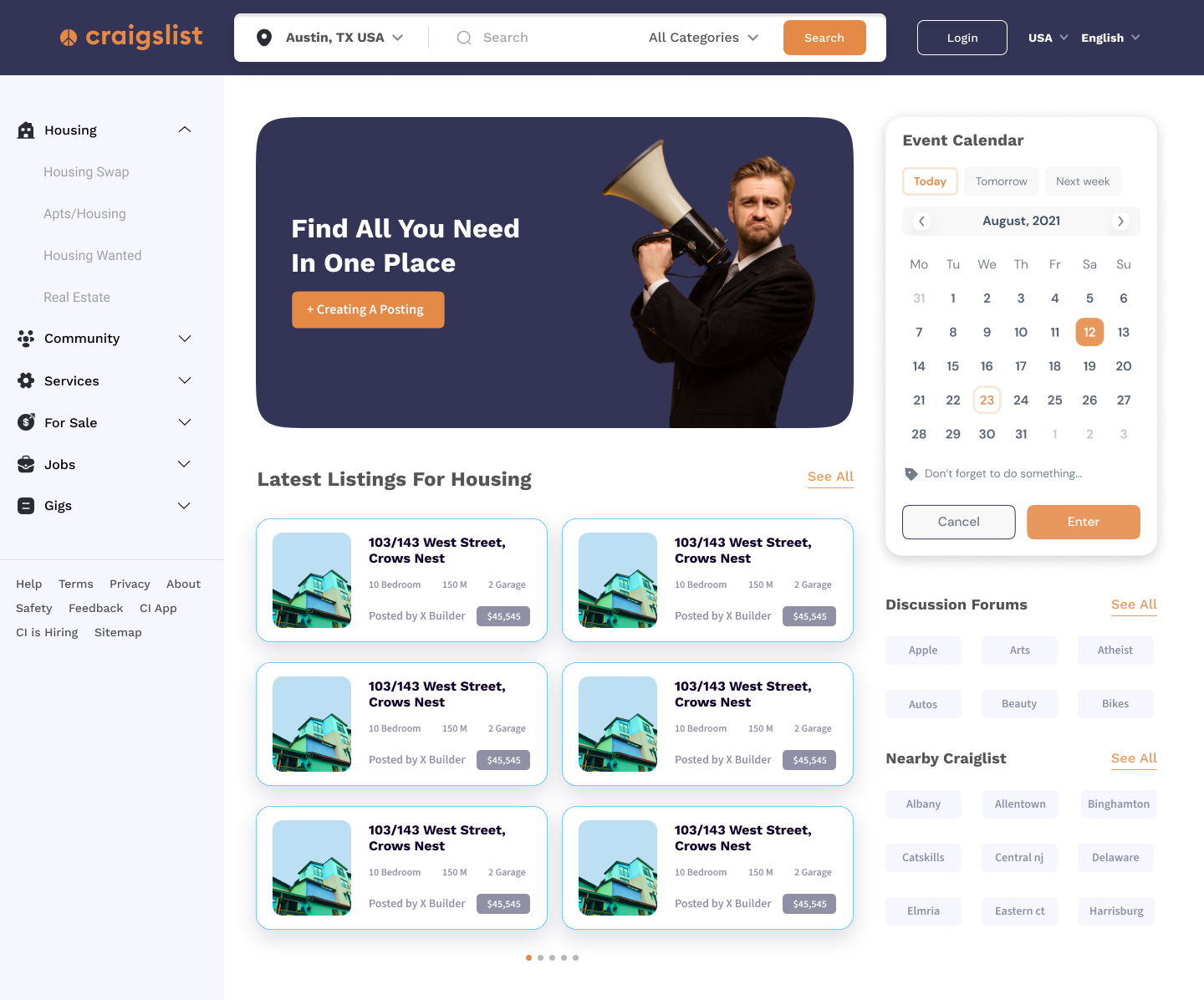 Craigslist by Abhishek tyagi on Dribbble