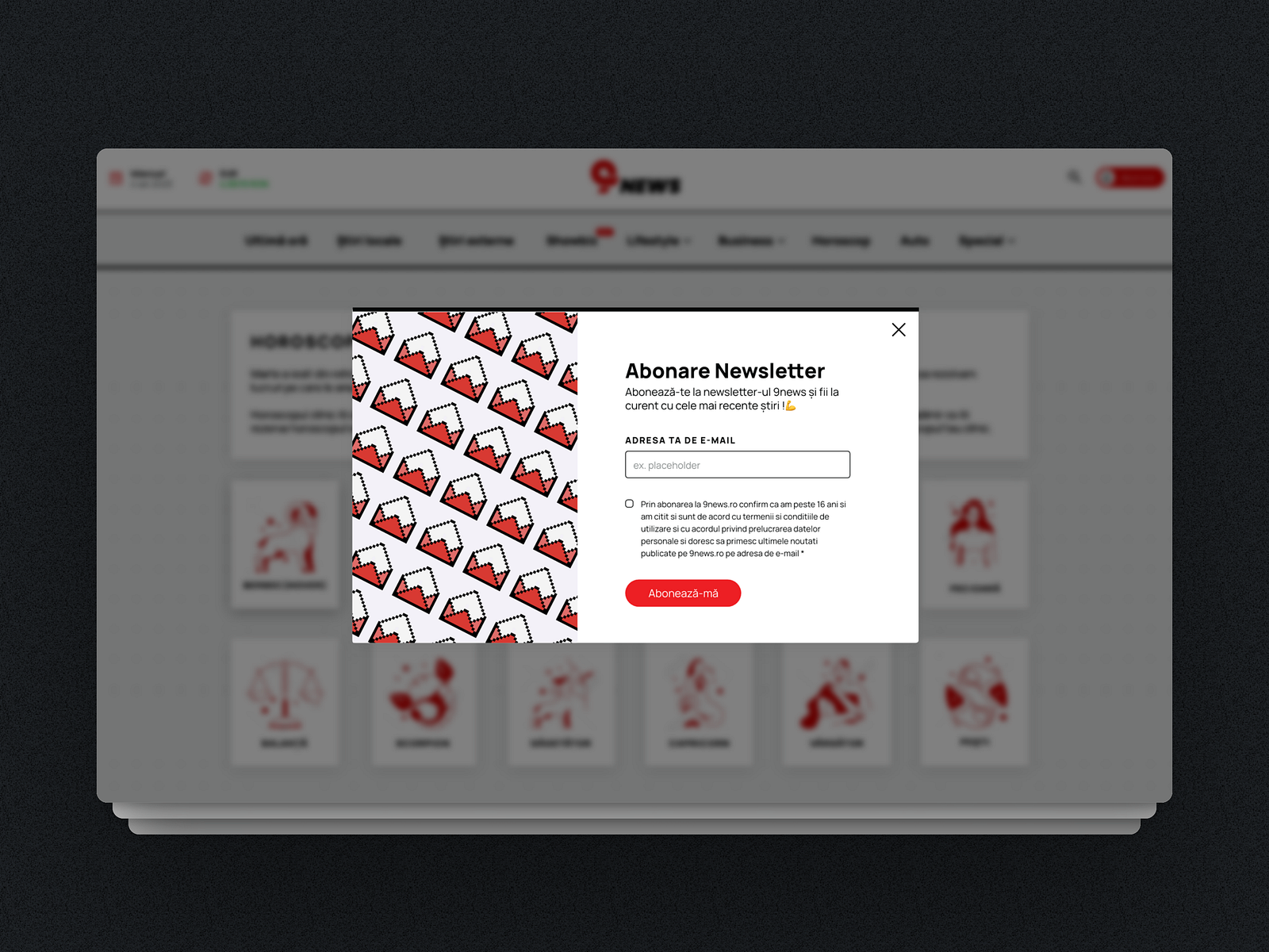 Subscribe pop-up by Nicolae Alexandra on Dribbble