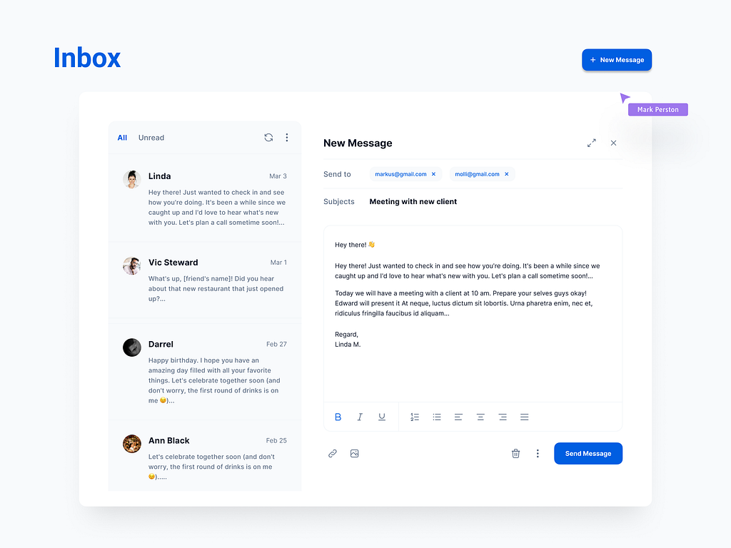 Inbox form | UX | New Message by Valeria SAViNA on Dribbble
