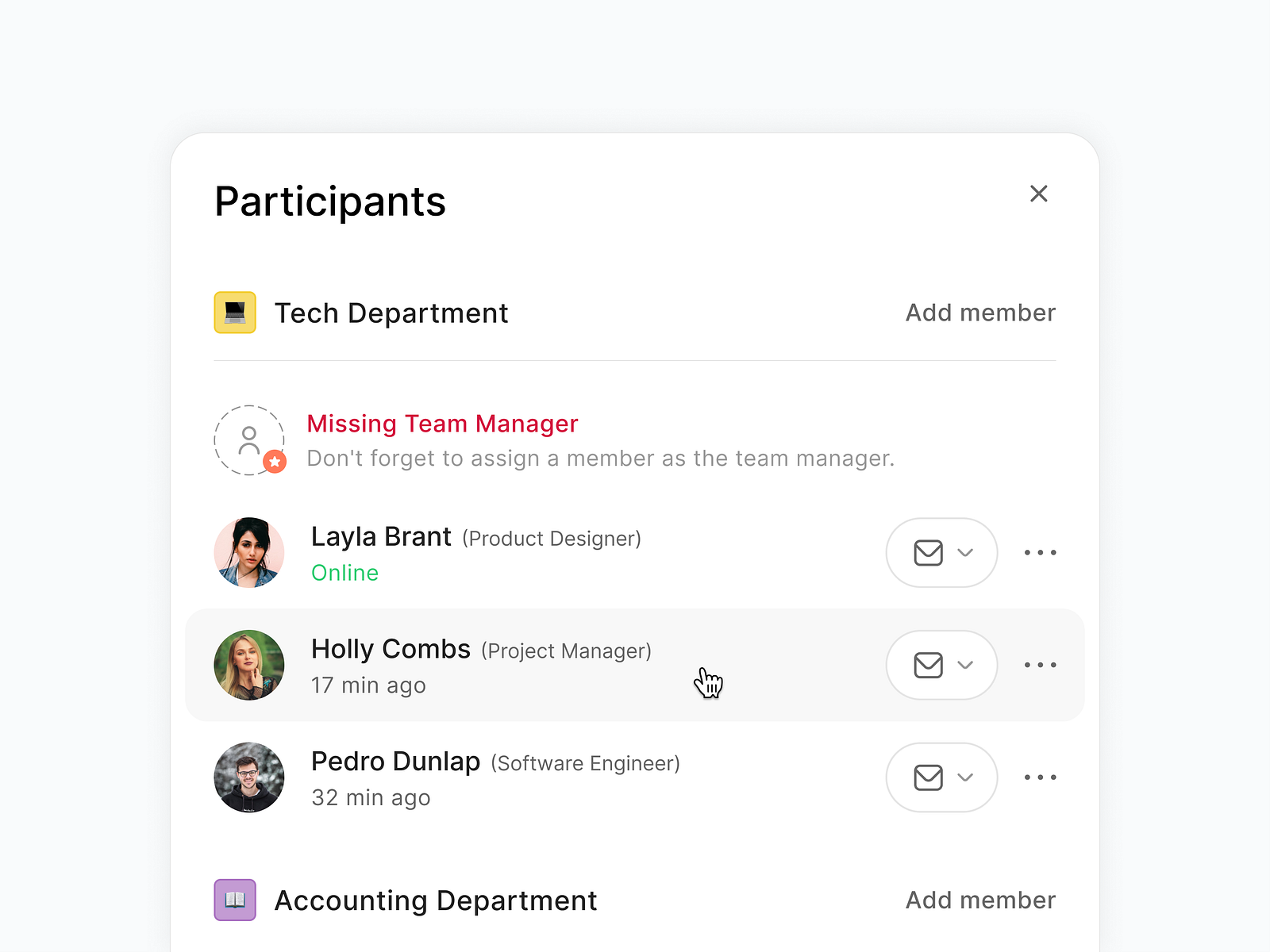 Participants Modal - Project Management App by Onebrain Studio on Dribbble