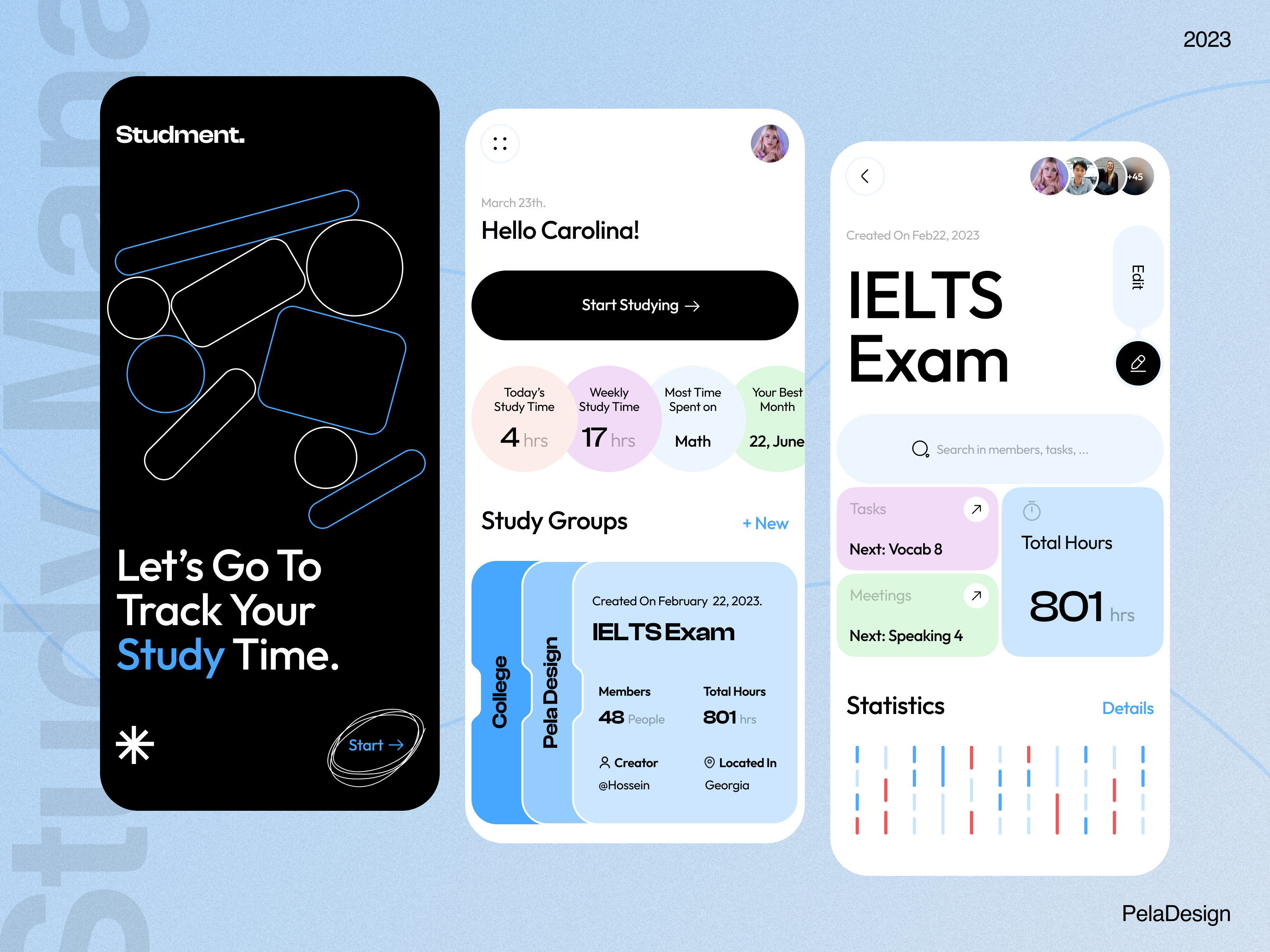 Study Tracker App📚⏰ by Hossein Khaleghi for Pela Design on Dribbble