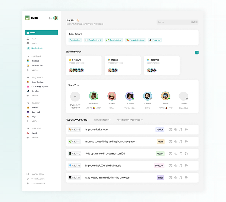 Cube - Project Management Dashboard by Da Vinci Of Design on Dribbble