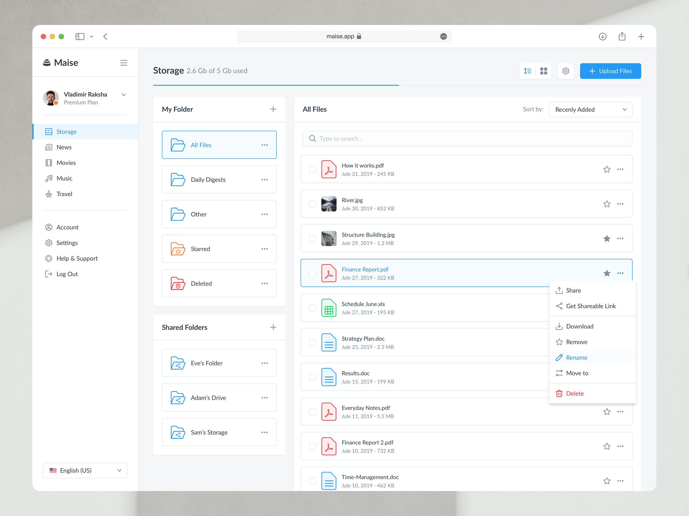 Storage - Productivity Web App by Vladimir Rakshâ on Dribbble