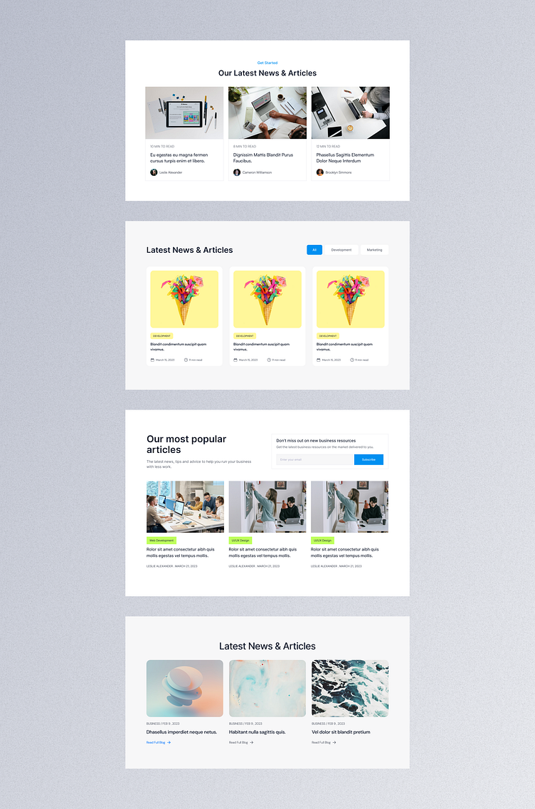 🔥Unique 20+ Blog Components Design. by webocean_io on Dribbble