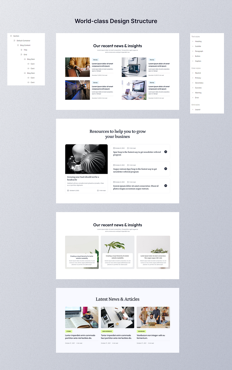 🔥Unique 20+ Blog Components Design. by webocean_io on Dribbble