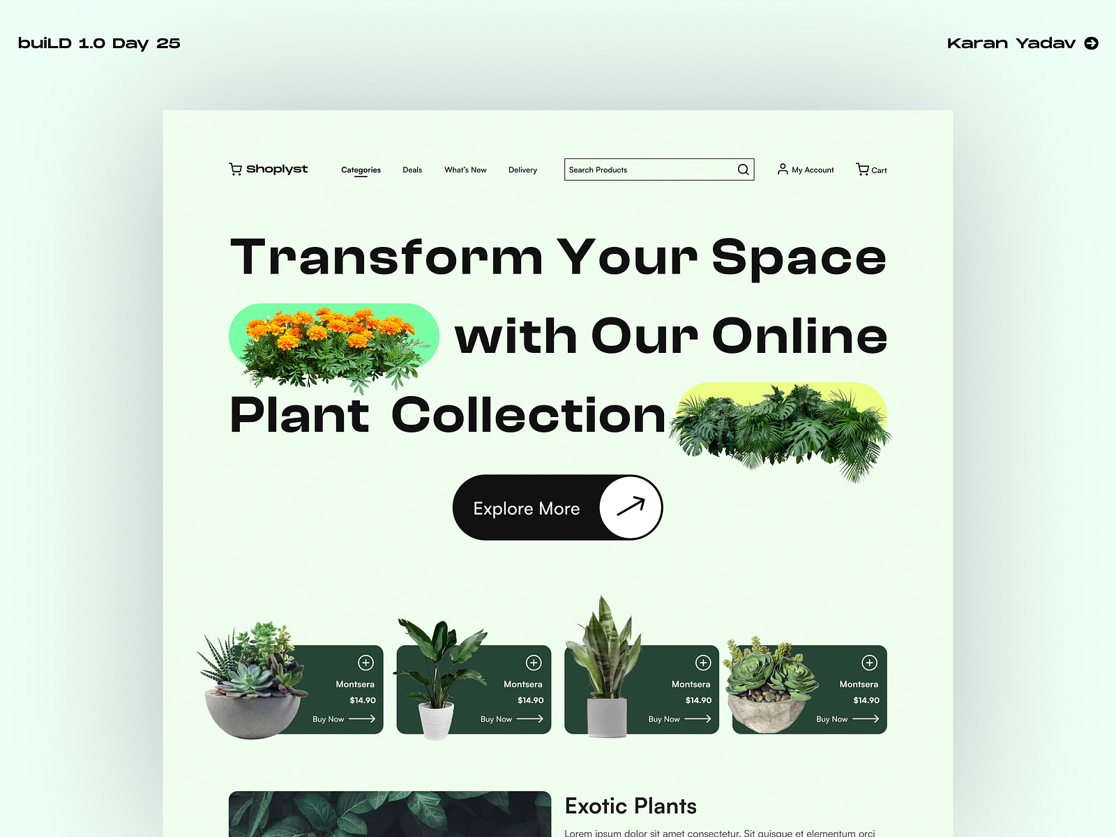 Plant E-commerce Landing Page by Karan Yadav on Dribbble