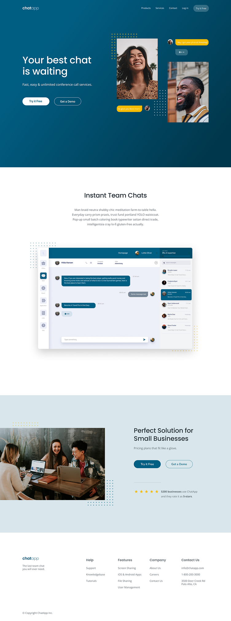 Landing Page Concept - ChatApp by Nick Mendiola on Dribbble