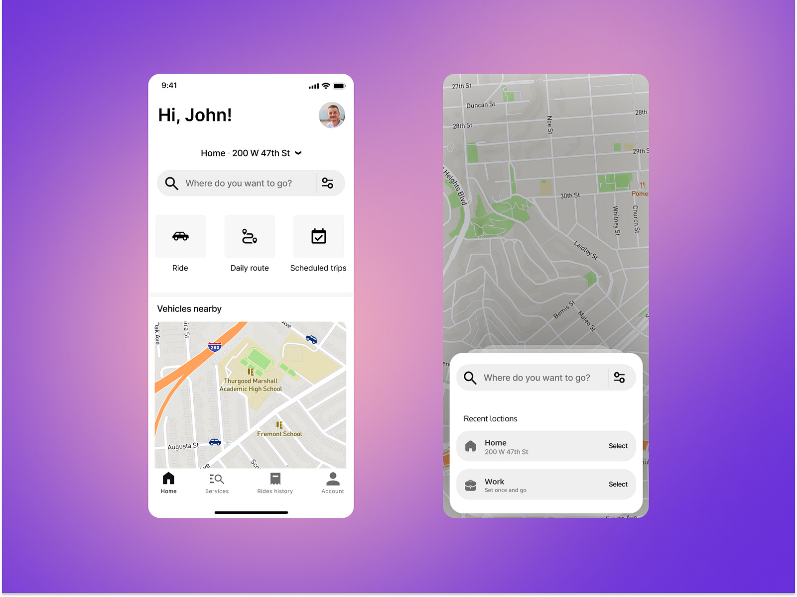 Day 24: Design a screen for a ride-hailing app by Hritik Bisht on Dribbble