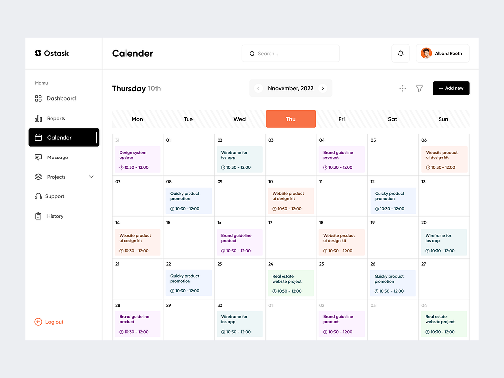 Time Schedule Dashboard by Orix Creative on Dribbble