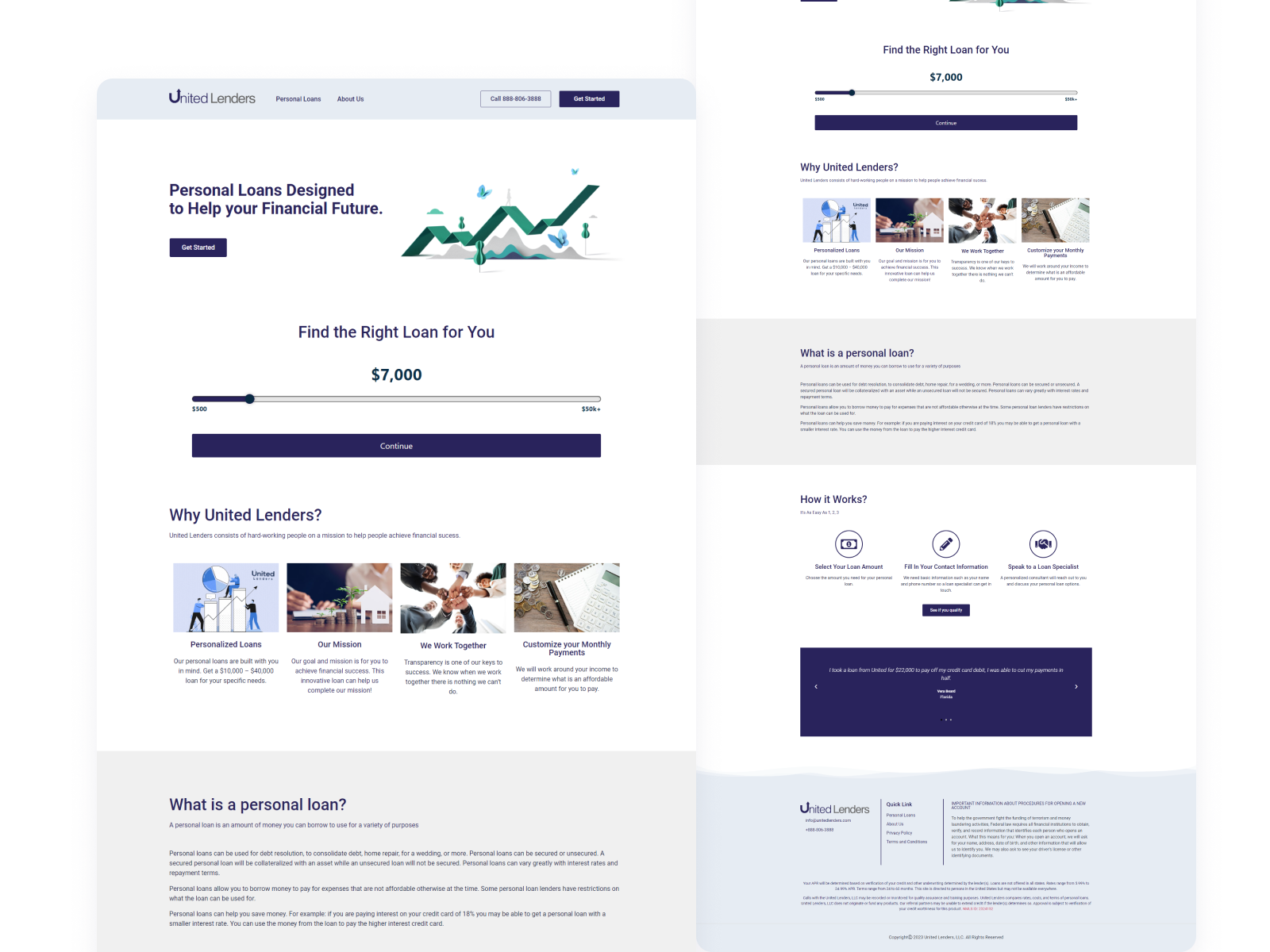 Personal Loan website Banking Landing page Redesign unitedlender by AI ...