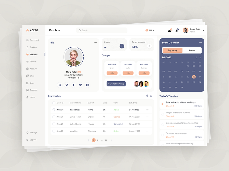 School Management Dashboard by MindInventory UI/UX for MindInventory on ...