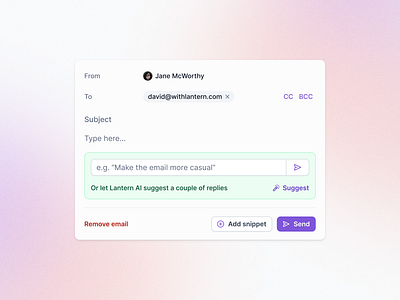 AI email reply suggest by Eugen Eşanu for Lantern on Dribbble