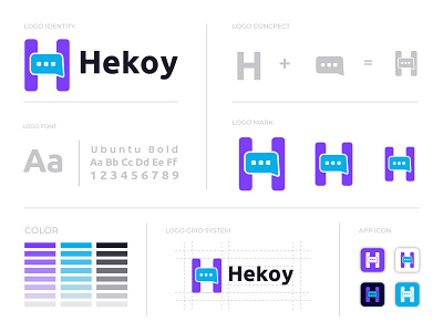 Chat App Logo Design, Letter H + Message icon by Mehedi Hasan on Dribbble