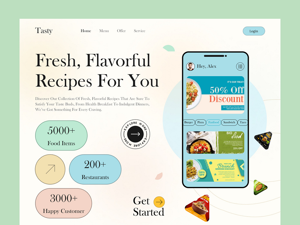 Food delivery website header. by Nizam on Dribbble