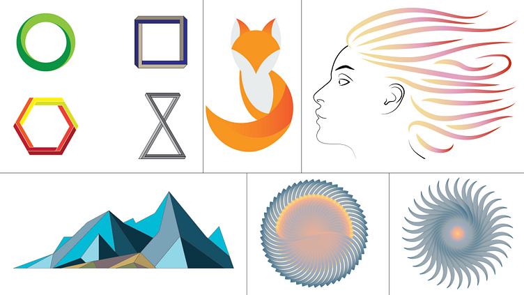 Collage of minimalistic logo ideas by Mihnea Dorobantu on Dribbble