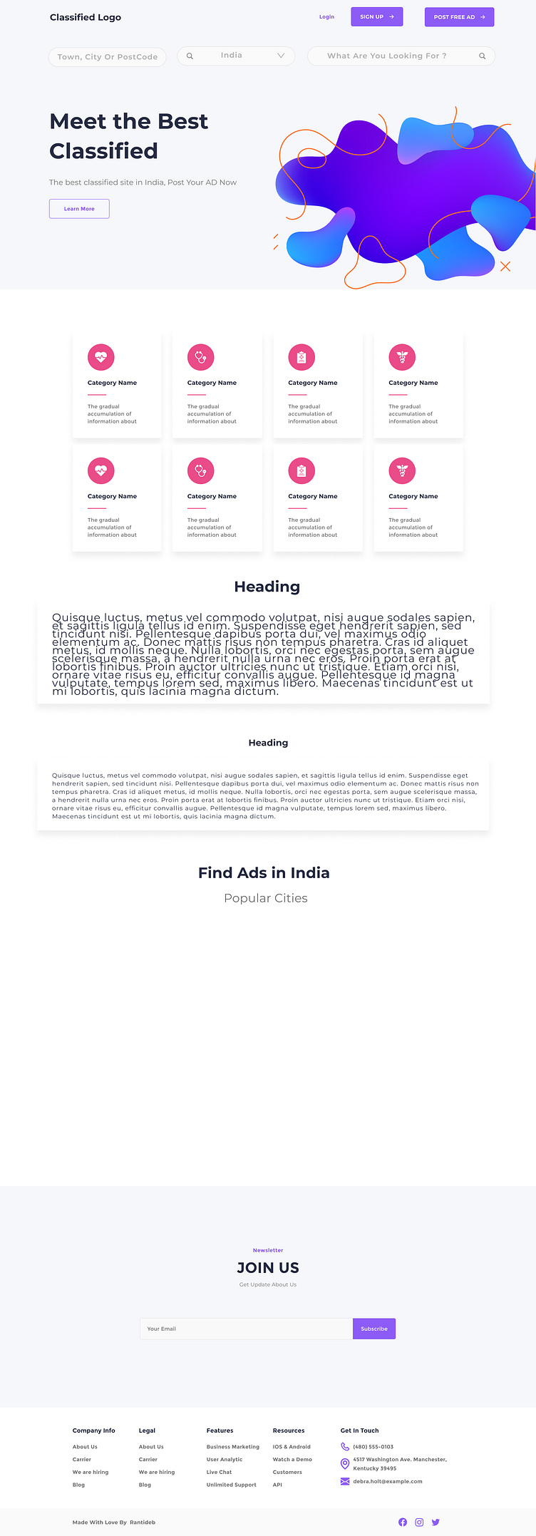 Simple classified Site by Rantideb Howlader on Dribbble