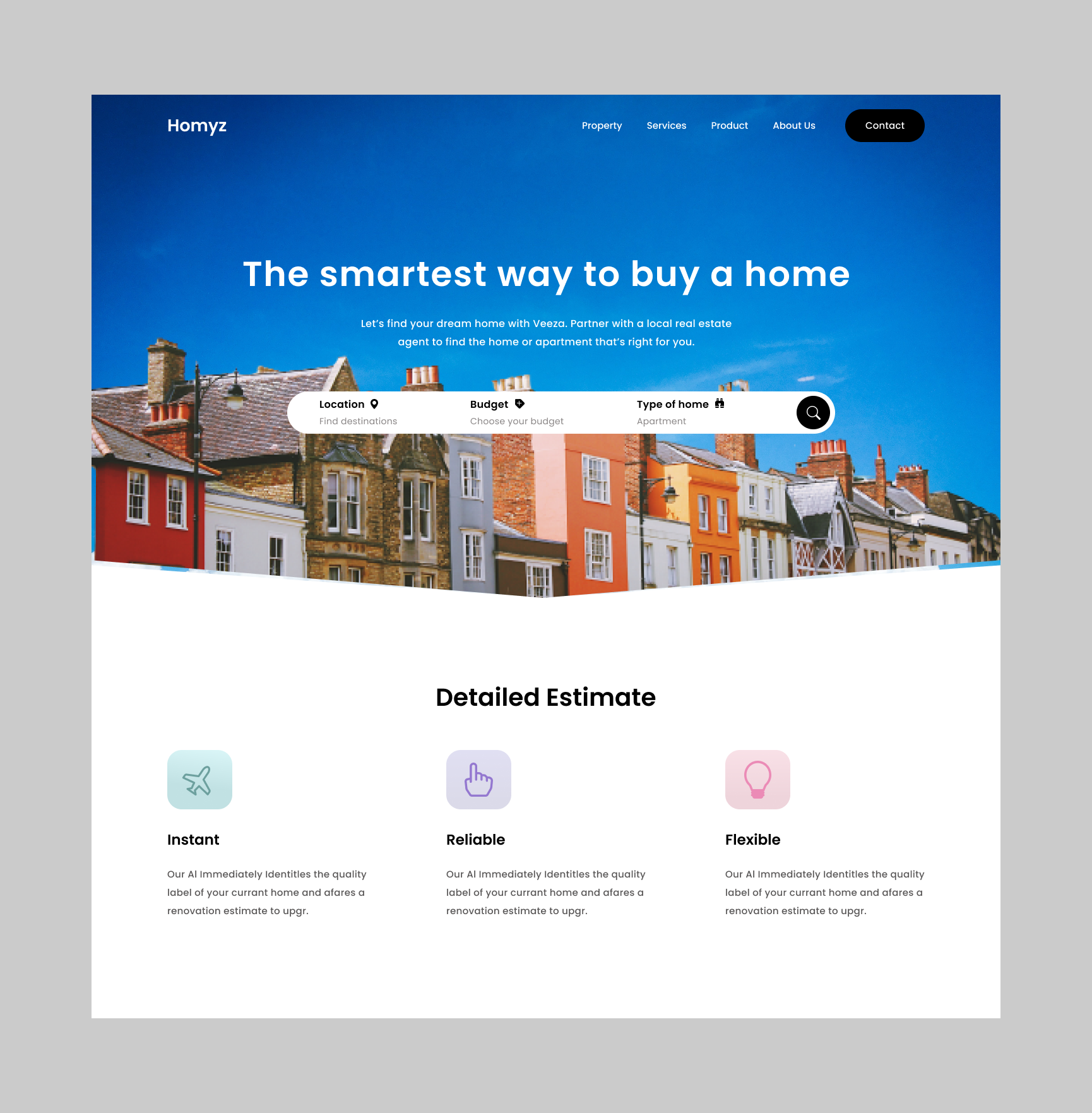 Homyz - Real estate landing page by Shamsunnahar Lima on Dribbble