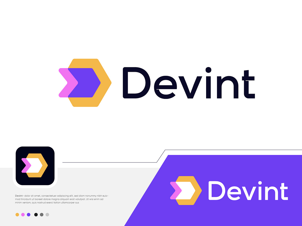 Devint modern overlay logo by Amir Sayem on Dribbble