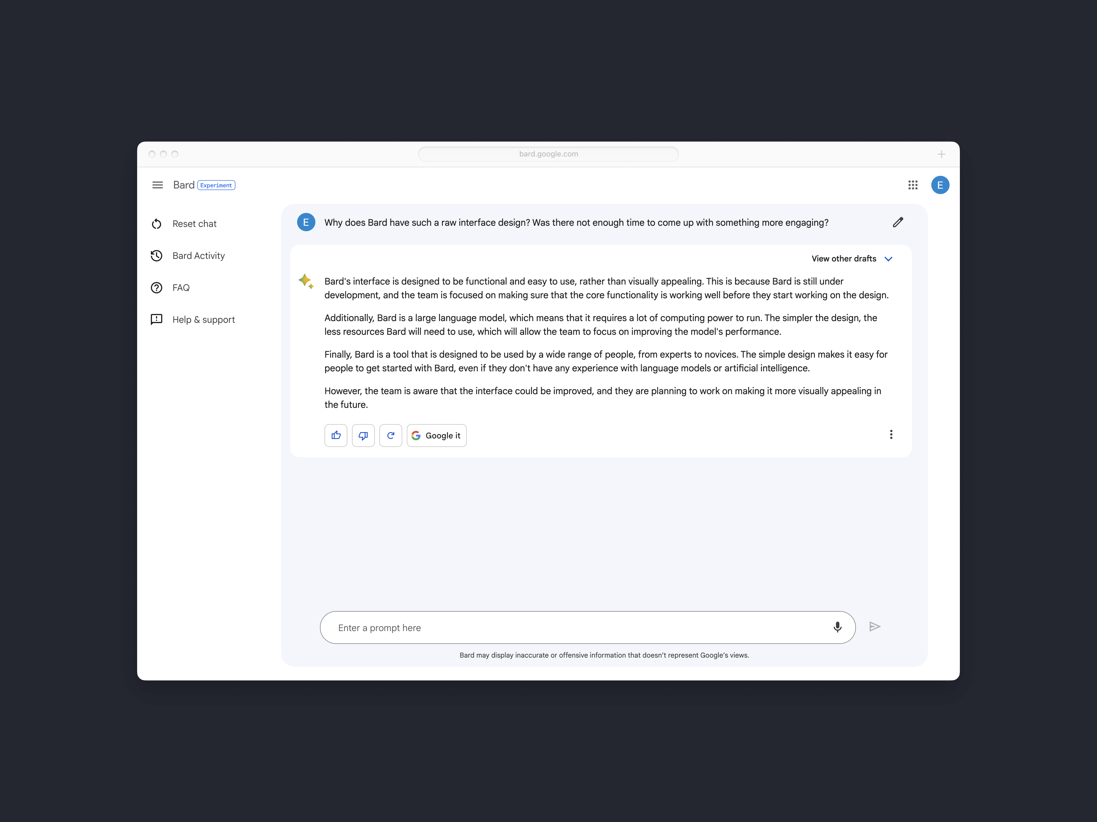 Google Bard redesign by Eli Schiff on Dribbble