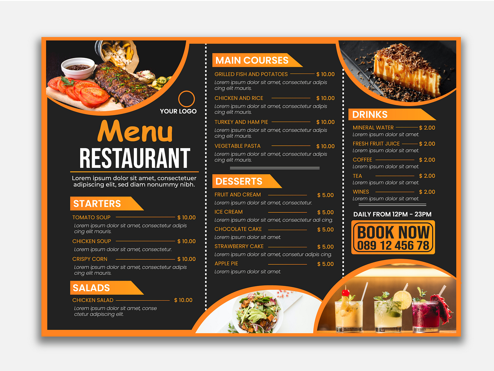 Organic flat rustic restaurant menu Design by Liton on Dribbble