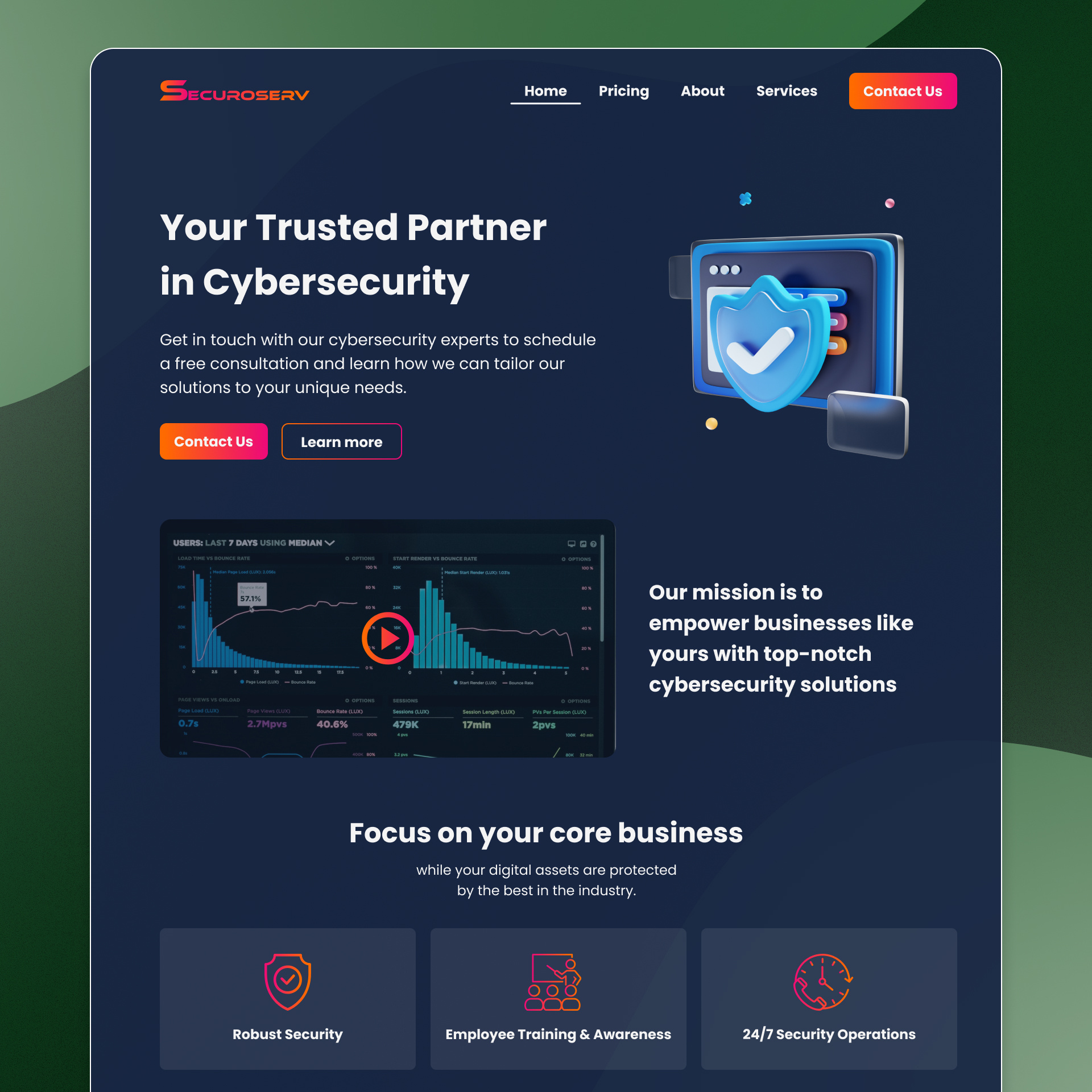 Cybersecurity company landing page by Eriks Rancans on Dribbble