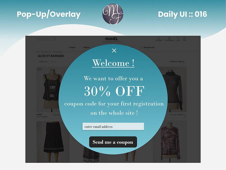 Pop-up/Overlay Dailu UI 016 by Mildred on Dribbble