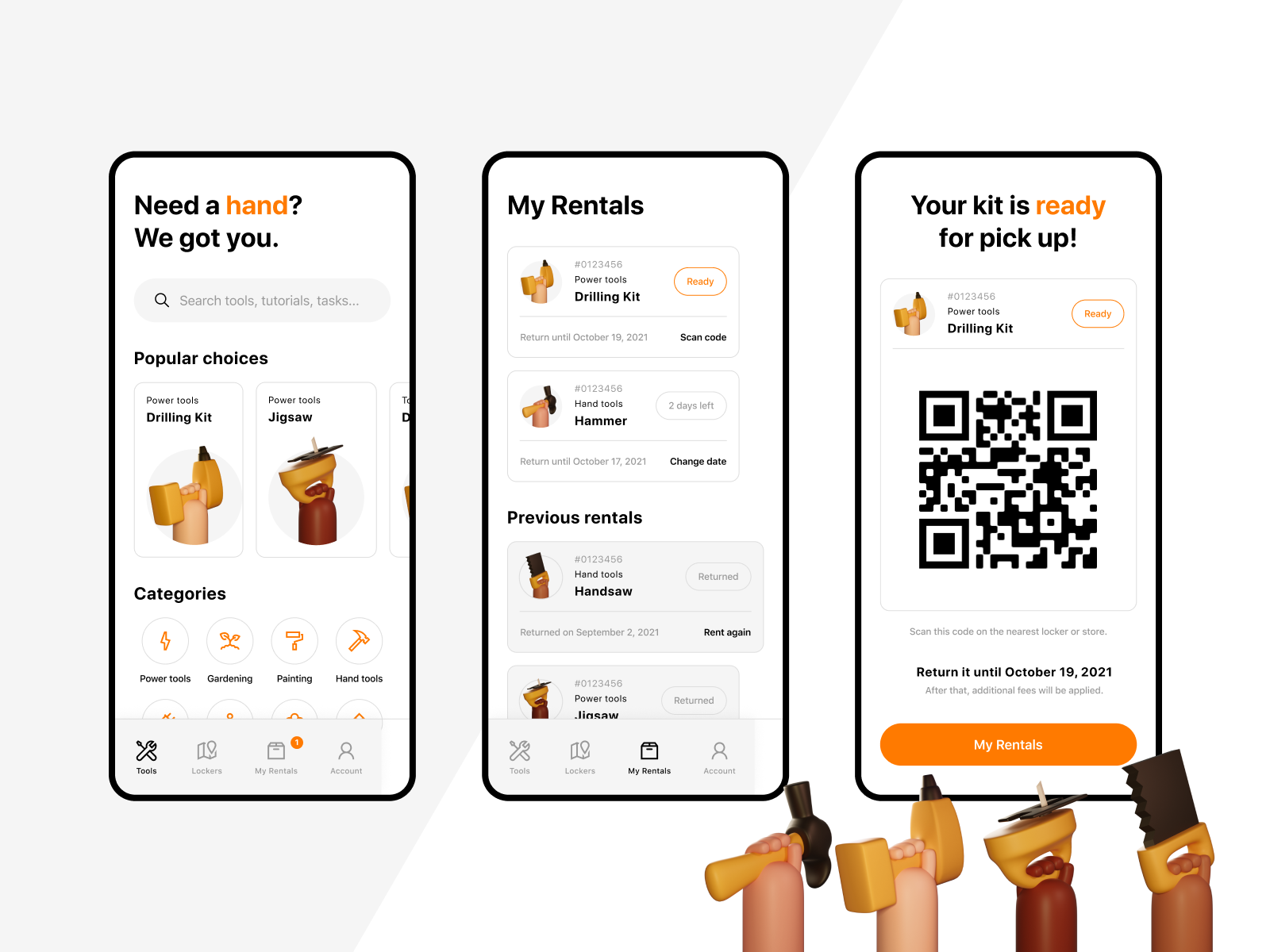 Tool rental app by Gui Vasconcelos on Dribbble