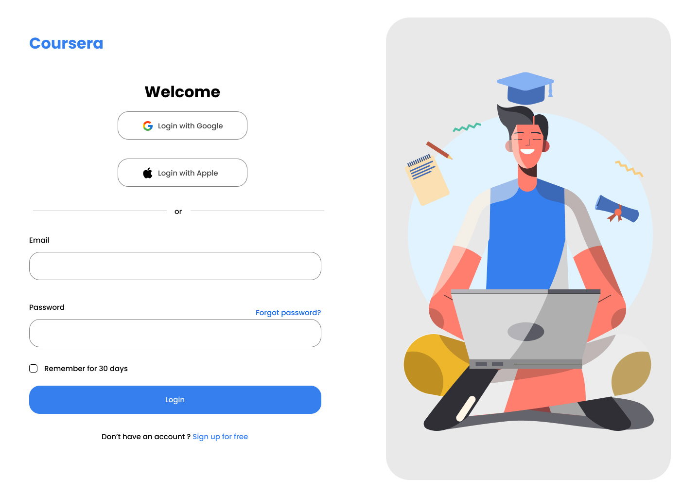 Coursera login ui by Sujan Pokhrel on Dribbble