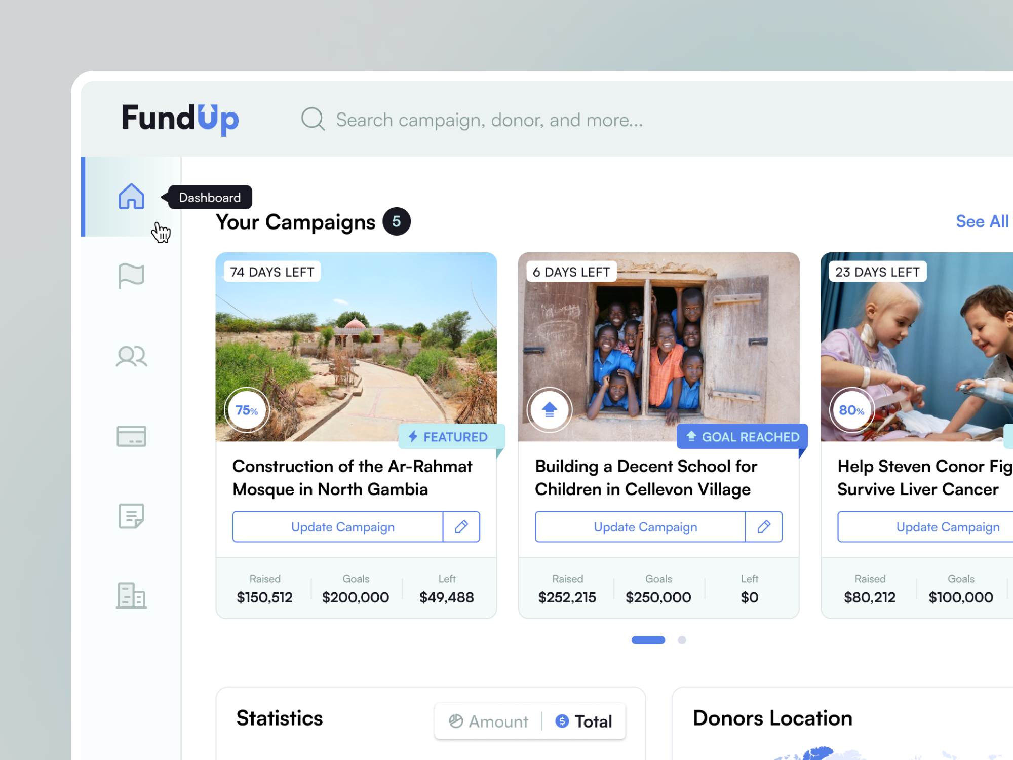 FundUp - Donation Platform Dashboard by Nuha Maulana Ahsan 🦅 for ...