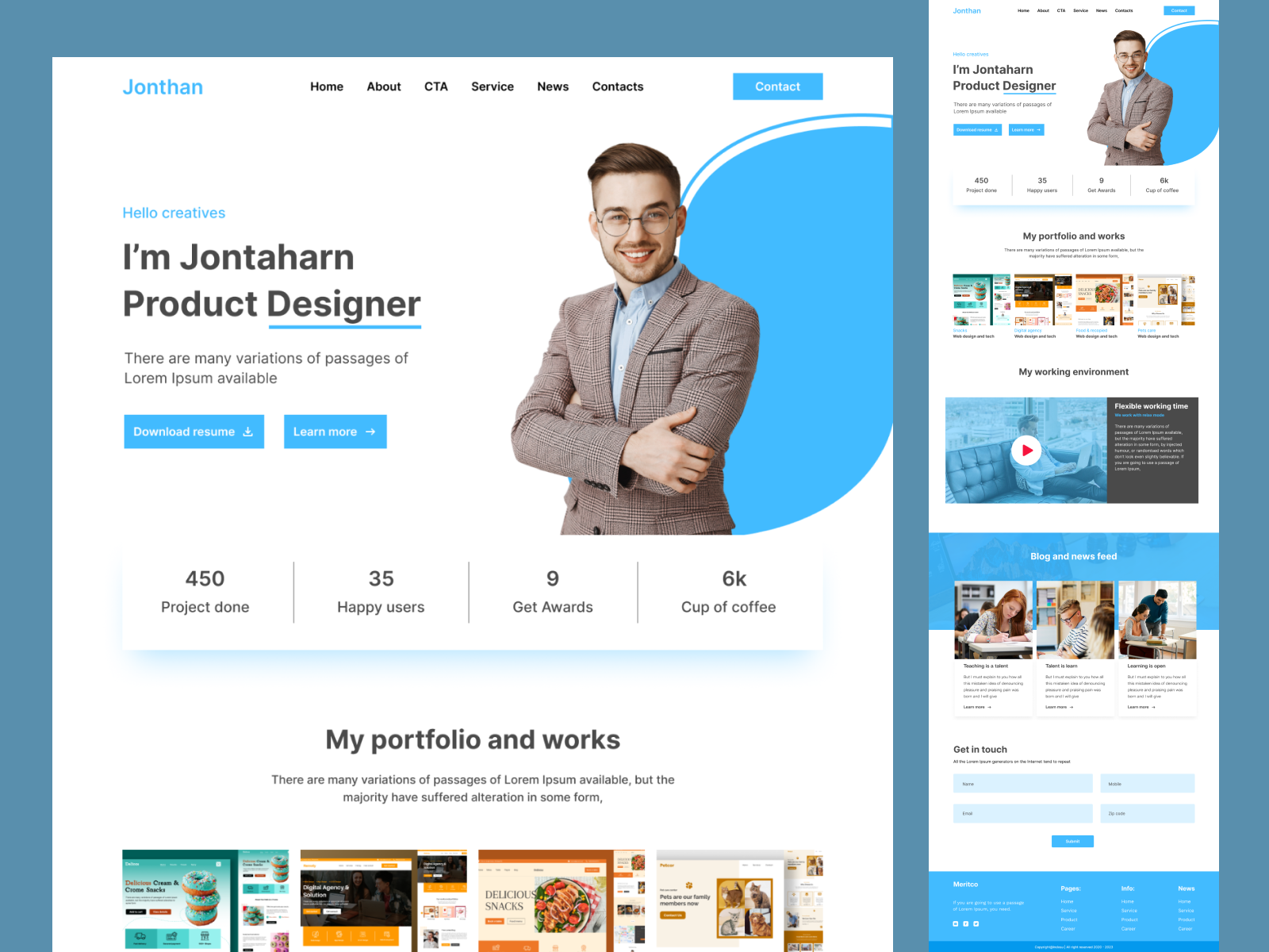 Portfolio web UI design by Sazidur Rahman on Dribbble
