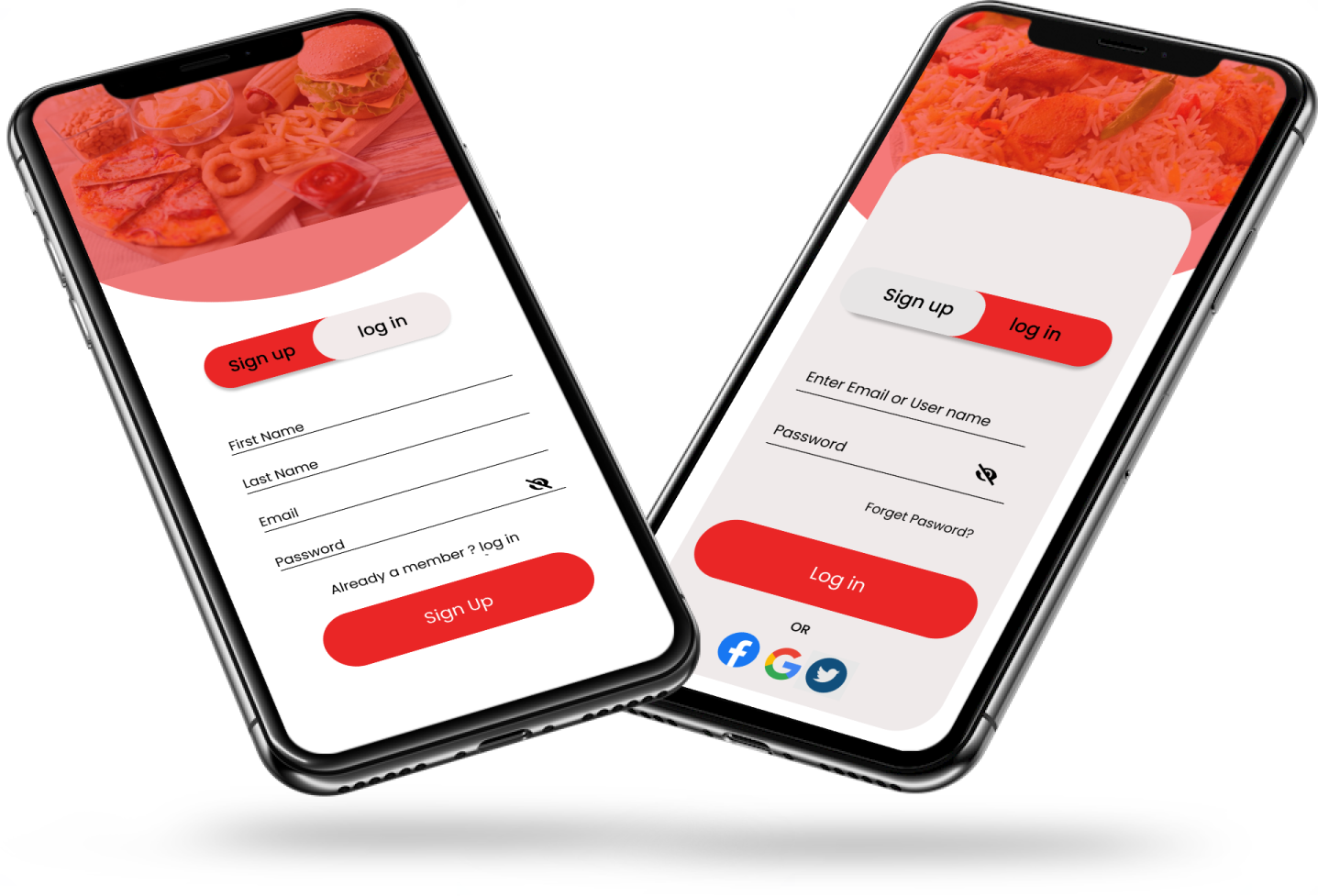 Food App Sign Up Log In by Hassan Munir on Dribbble