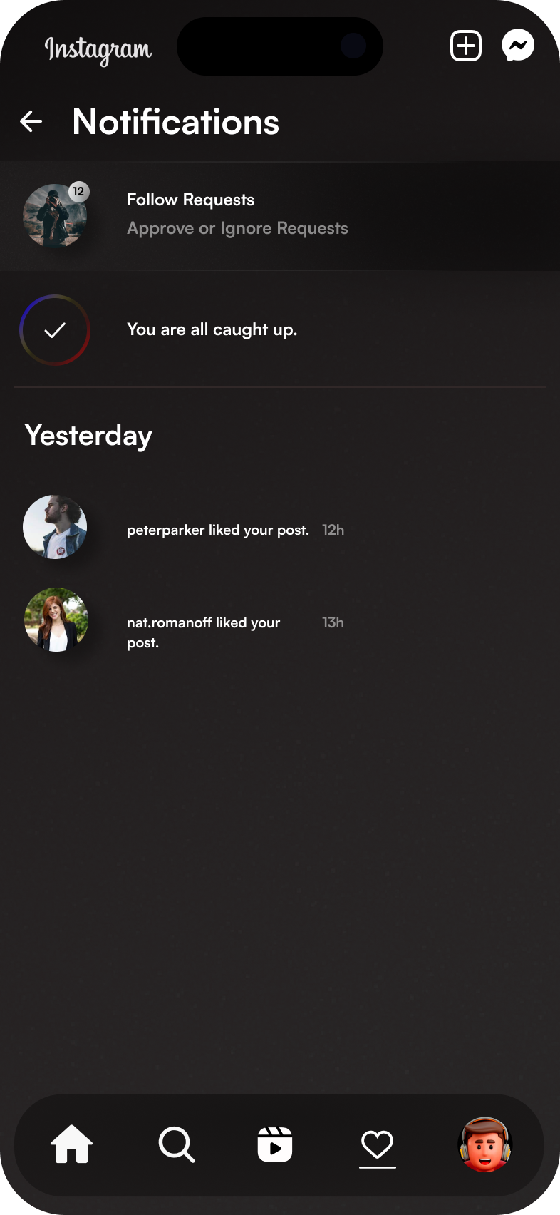Instagram UI Redesign by Sanidhya Bhatia on Dribbble