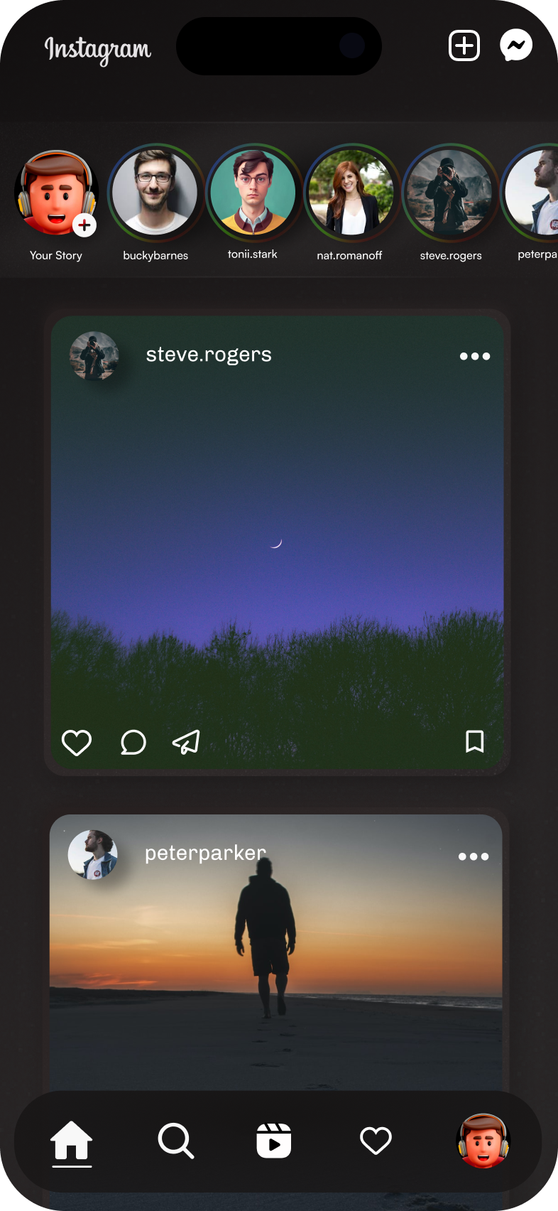 Instagram UI Redesign by Sanidhya Bhatia on Dribbble