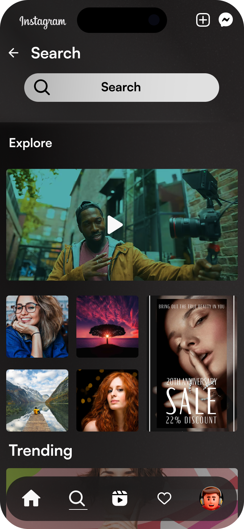 Instagram UI Redesign by Sanidhya Bhatia on Dribbble