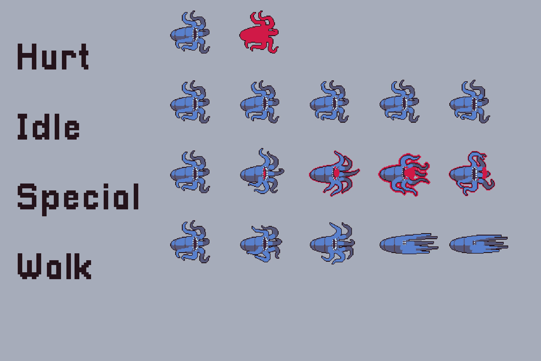Water Monsters Pixel Art Sprite Sheet Pack by 2D Game Assets on Dribbble