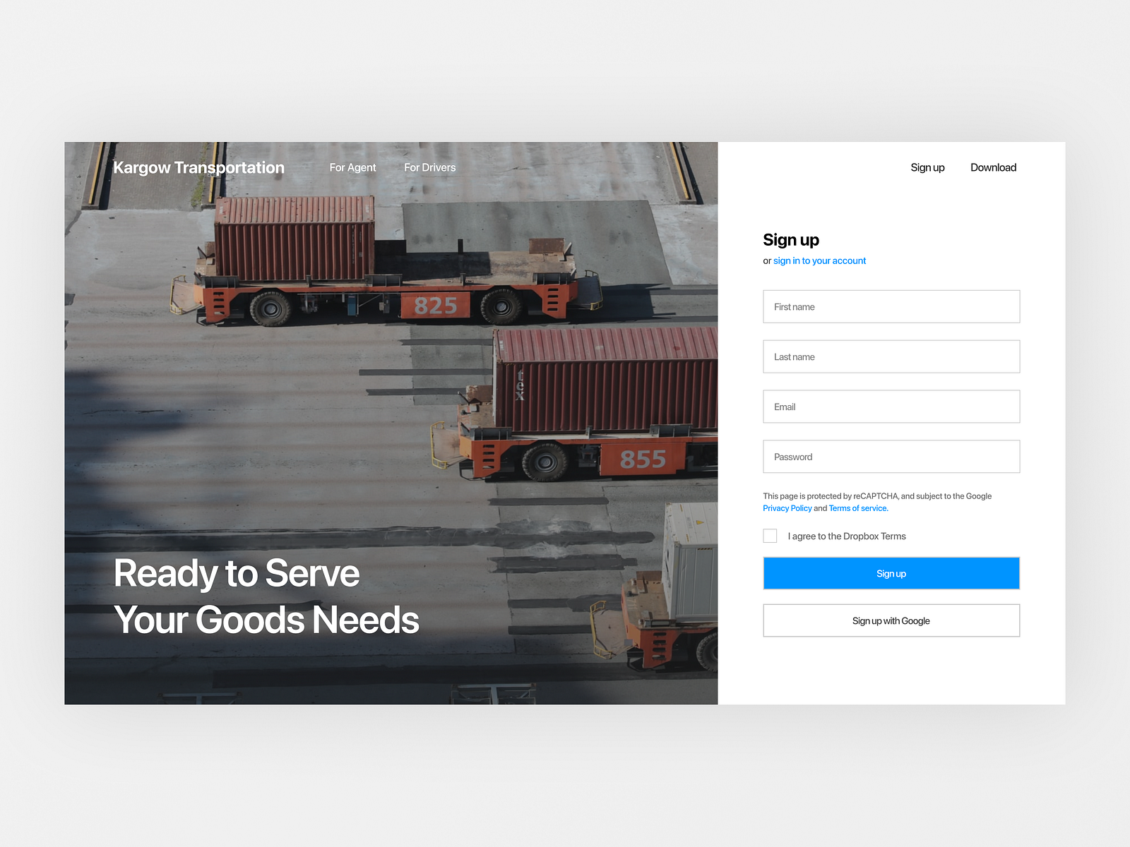 kargow transportation - login website by Aga Renaldi on Dribbble