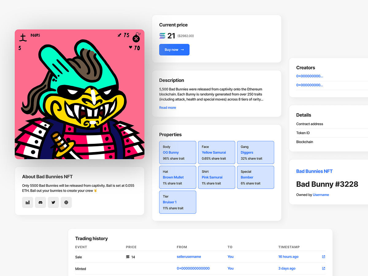 NFT Marketplace Components by Ed Craddock for Heat Check on Dribbble