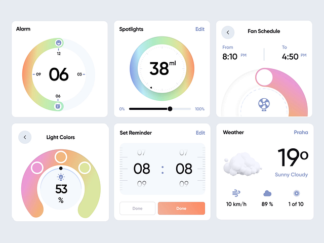 Widgets for Smart Home App by Lay on Dribbble