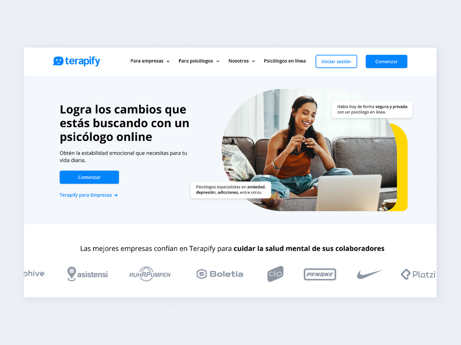 Terapify website by Mili on Dribbble