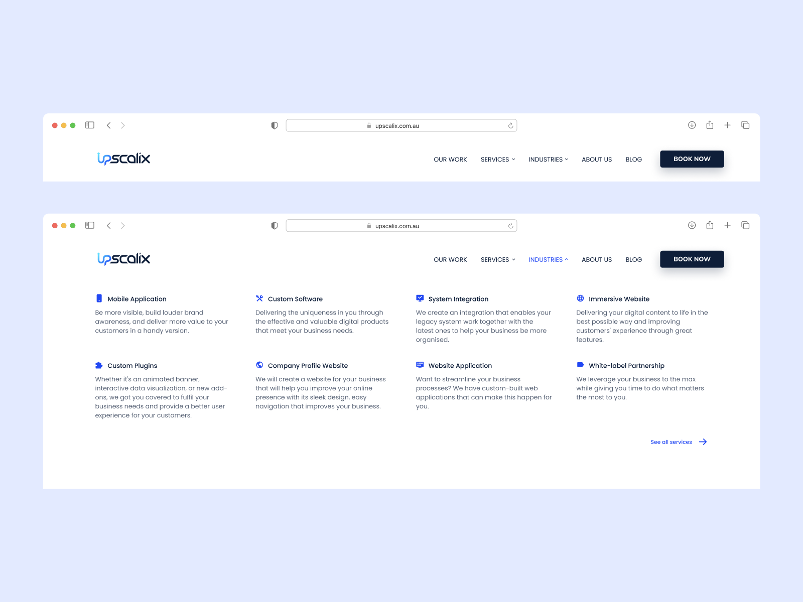Mega Dropdown Design for Upscalix Website by Upscalix on Dribbble